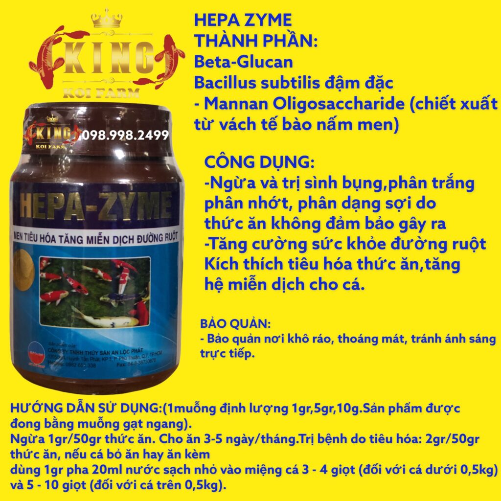 Men tiêu hóa HEPAZYME dành cho cá koi (Hủ 100g) - King Koi Farm